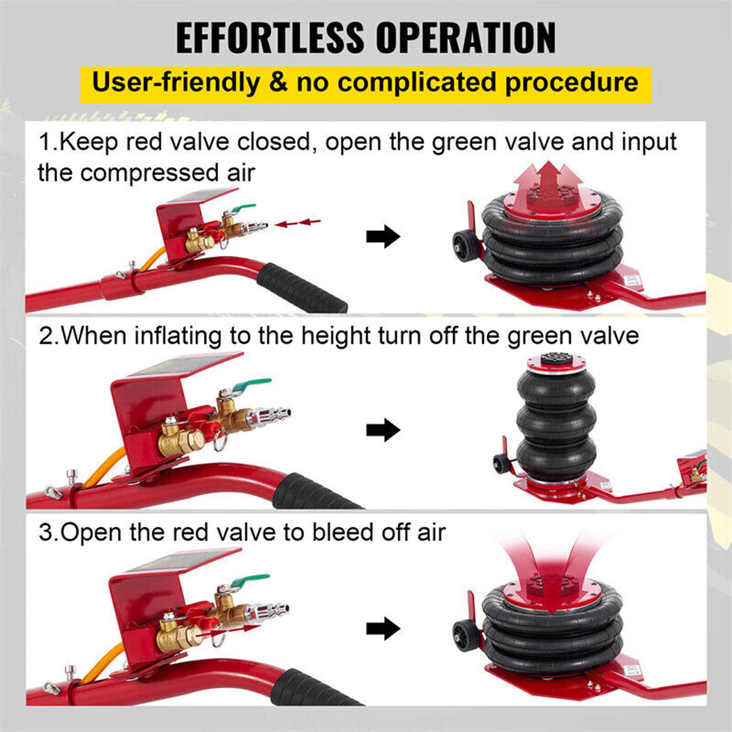 6600 LBS Triple Bag Air Lift Jack Pneumatic Vehicle Car Lifting Compre ...