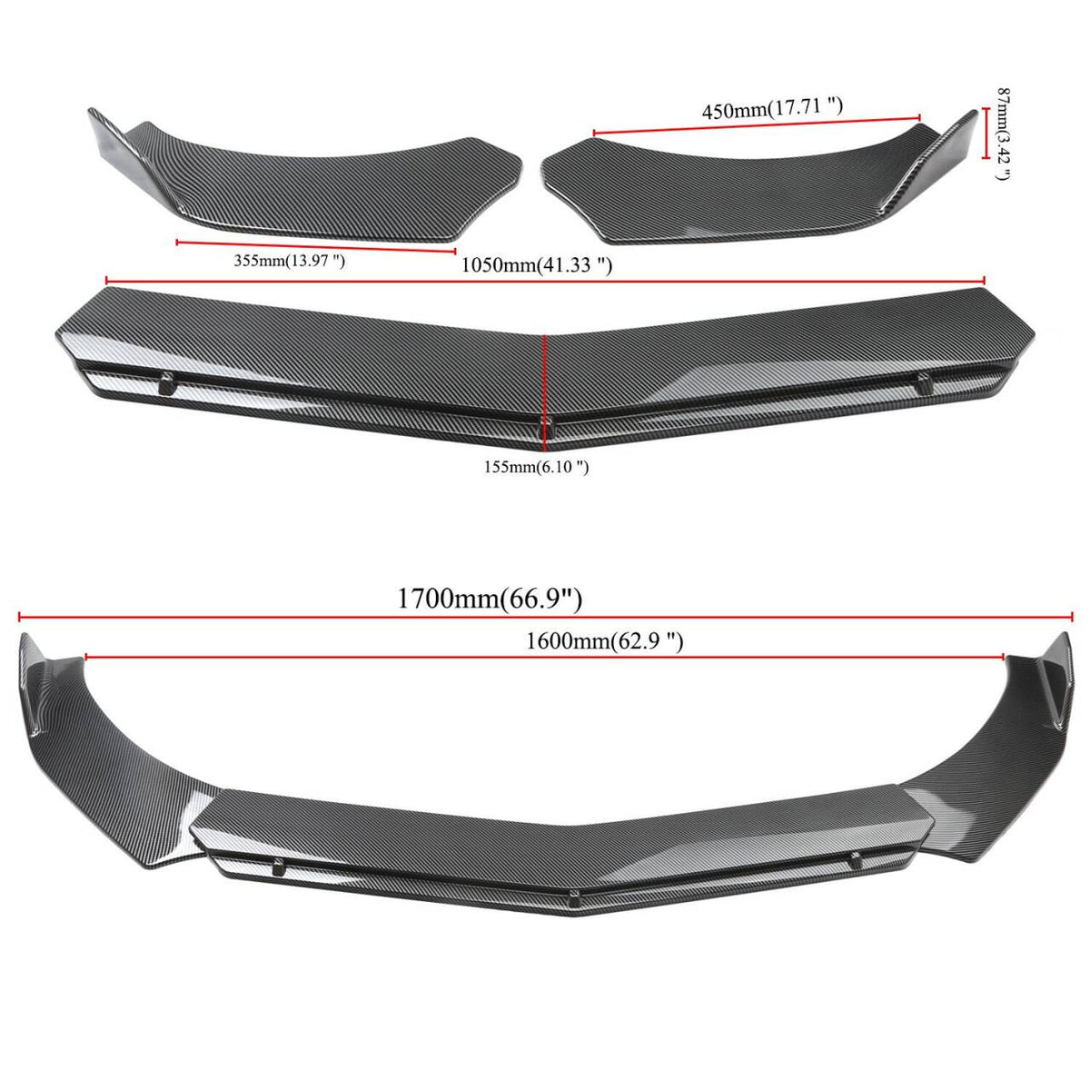 Universal Car Front Bumper Protector Lip Body Spoiler Splitter Kit ...