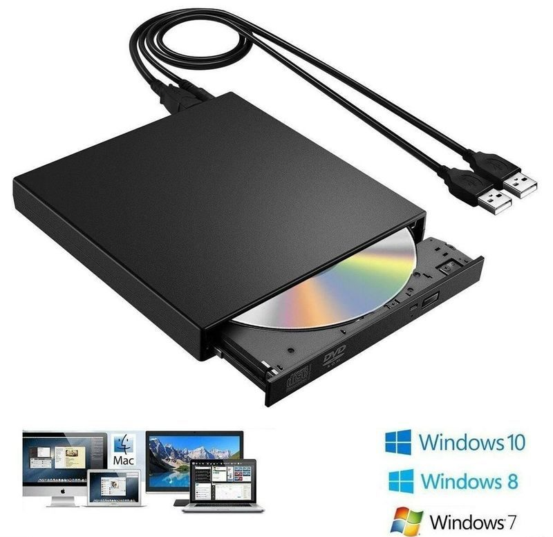 USB External CD DVD ROM Writer Burner Player Drive PC Laptop for Windo ...