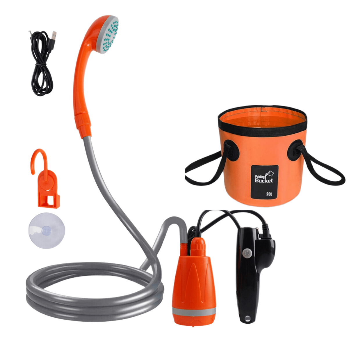 Portable Camping Shower Kit with Folding Bucket– salelink.co.nz