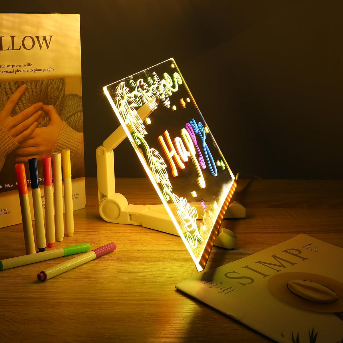 Led Acrylic Message Board with Color Pens 20x30cm– salelink.co.nz