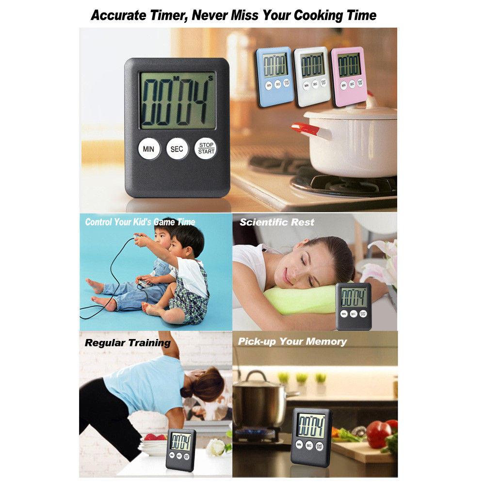 BLACK Magnetic Kitchen LCD Digital Timer– salelink.co.nz