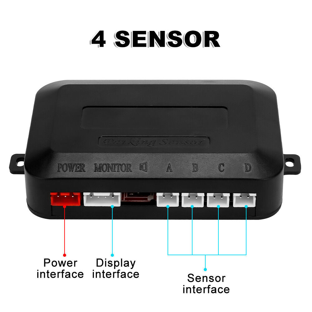 Car Reverse Sensor Reversing Parking System Kit 4 Sensors Buzzer Radar ...