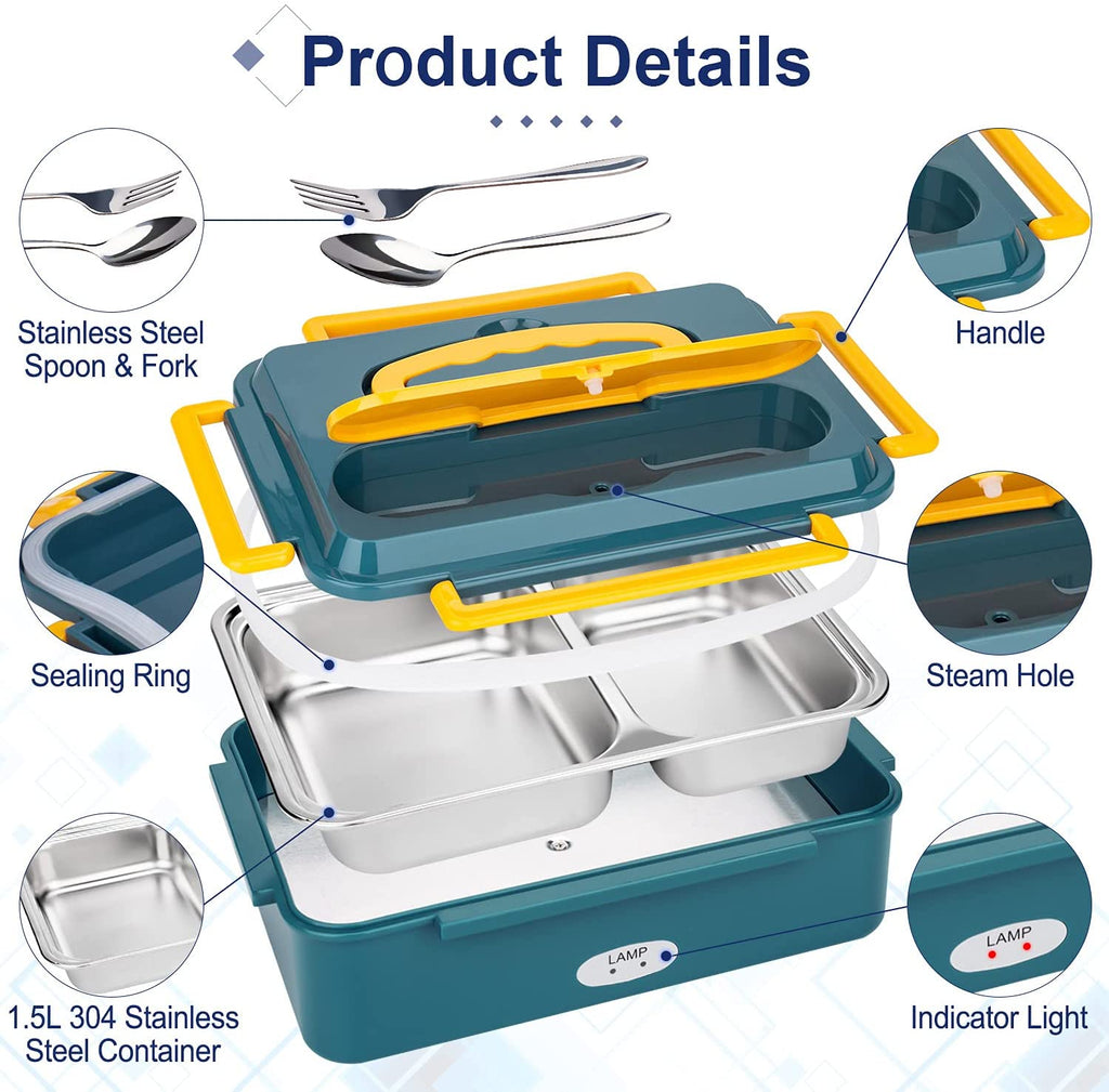 Portable Electric Heated Heating Lunch Box Bento Food Warmer 12V ...