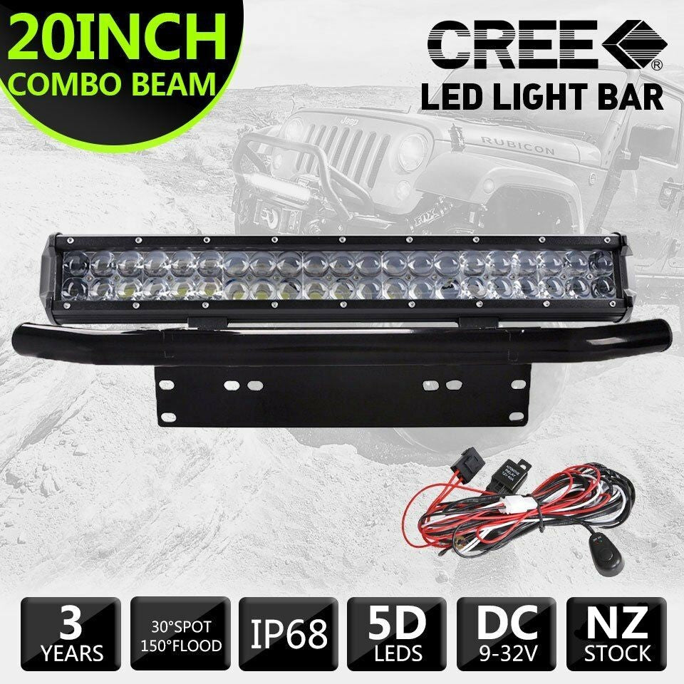 10D 20inch 126W CREE LED Light Bar Spot Flood Combo + 23inch Black Num ...