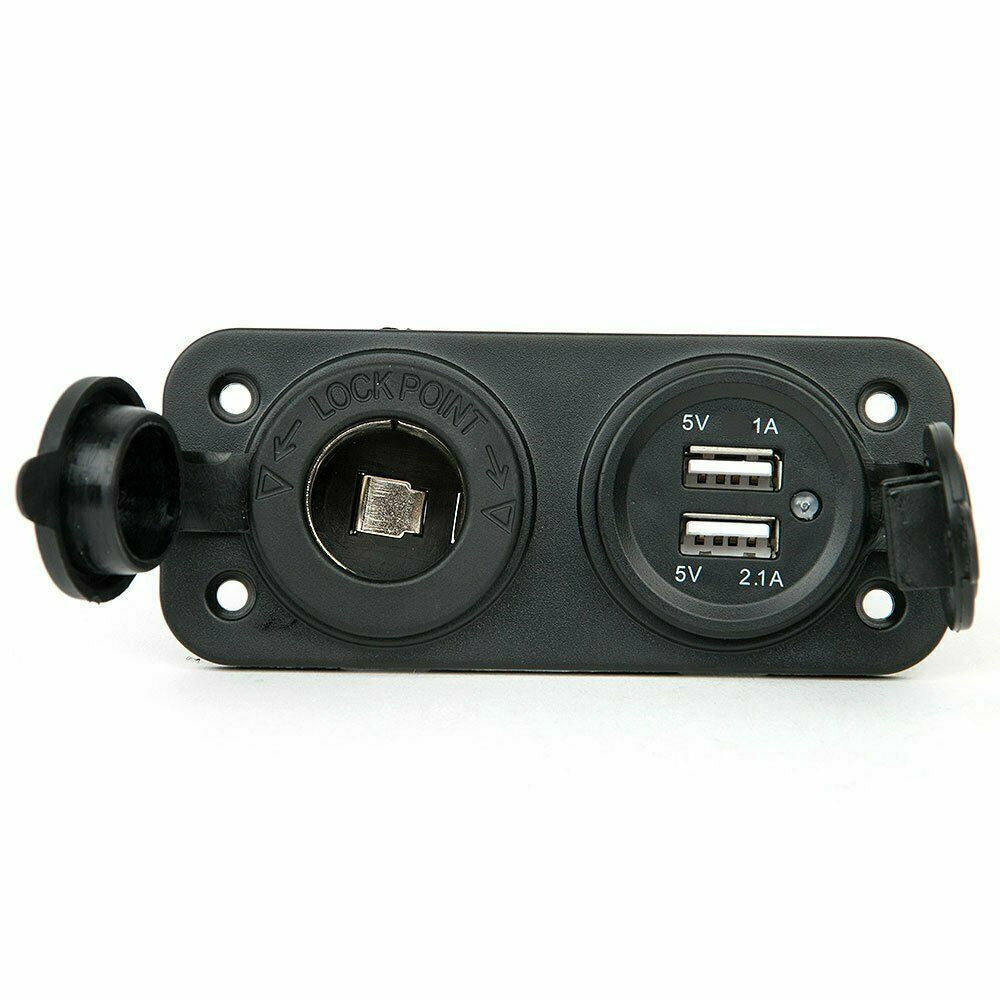 12V Car Cigarette Lighter Socket 2.1A Dual USB Charger Power Outlet ...