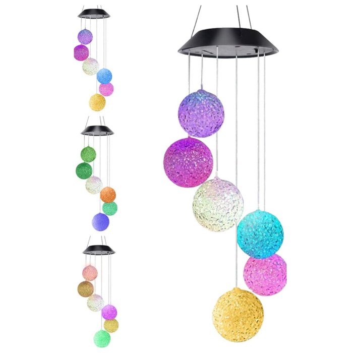 Hanging Wind Chimes Solar Powered LED Light Colour Changing Garden Out ...