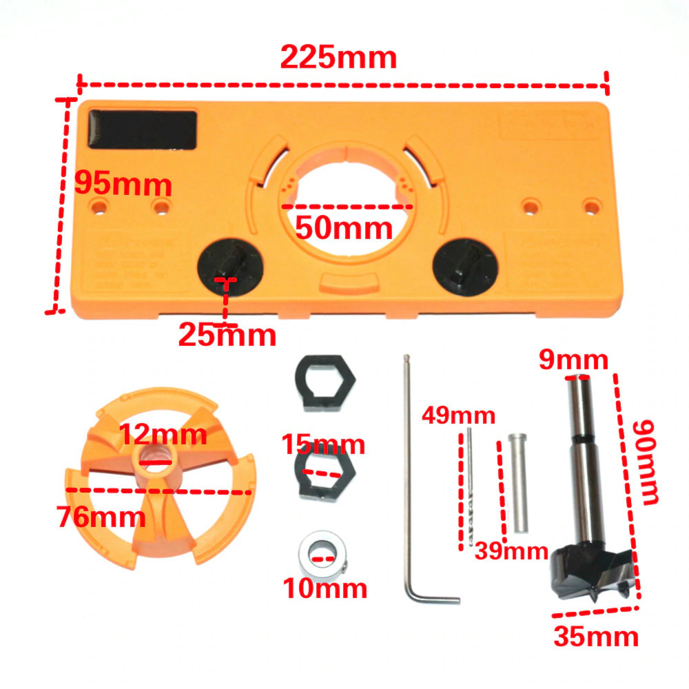 Concealed 35mm Cup Style Hinge Jig Boring Hole Drill Guide with Drill ...