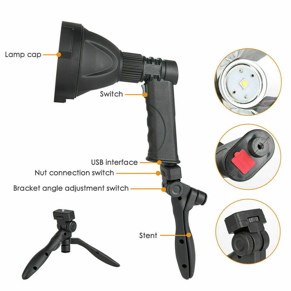 LED Handheld Spotlight Rechargeable Hunting Camping Flashlight ...