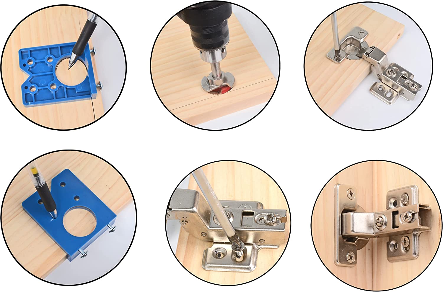 35mm Door Hinge Hole Saw Cutter Concealed Hinge Jig with Forstner Bits ...