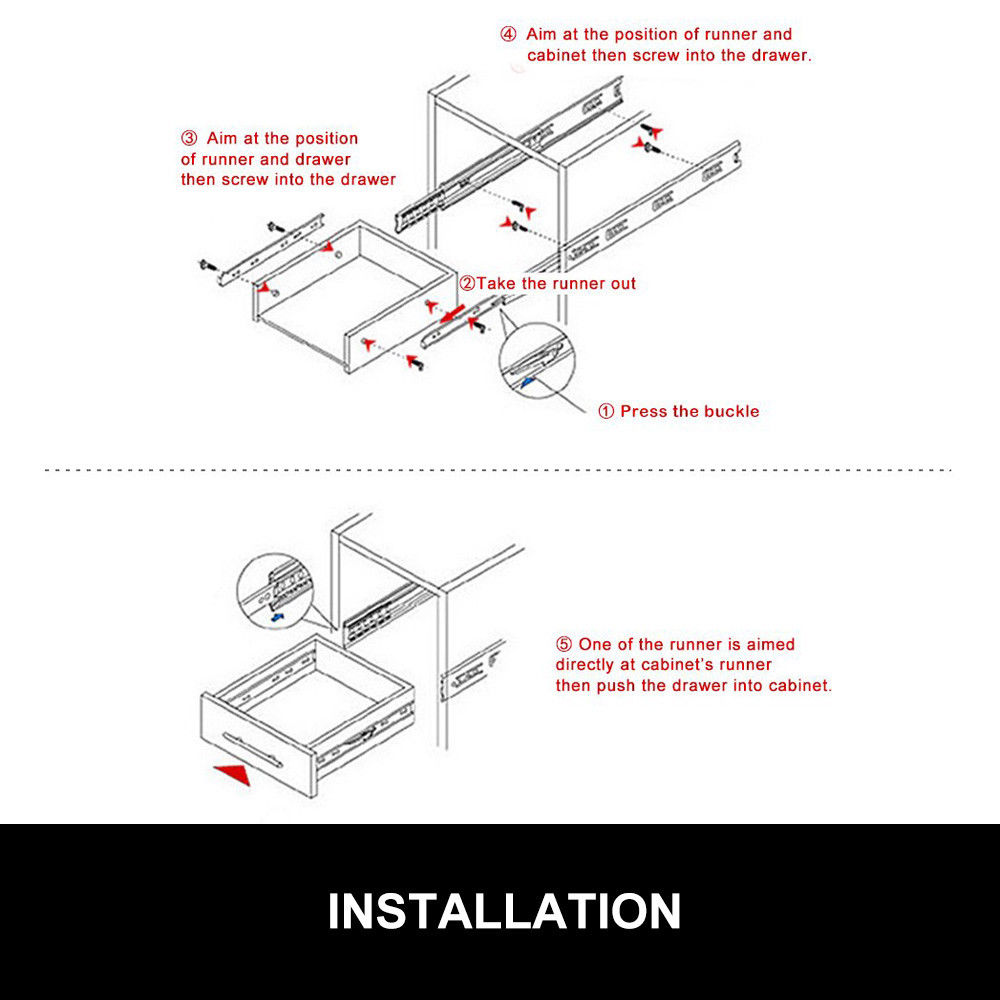 50kg Locking Drawer Slides / Runners 1000mm 4wd Trailer Fridge Draw ...