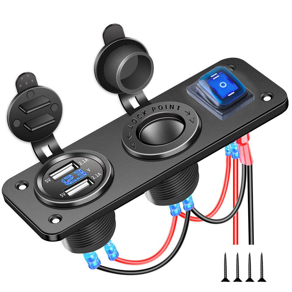 Toggle Switch Four Functions Panel for Car RV Truck Vehicles Blue ...