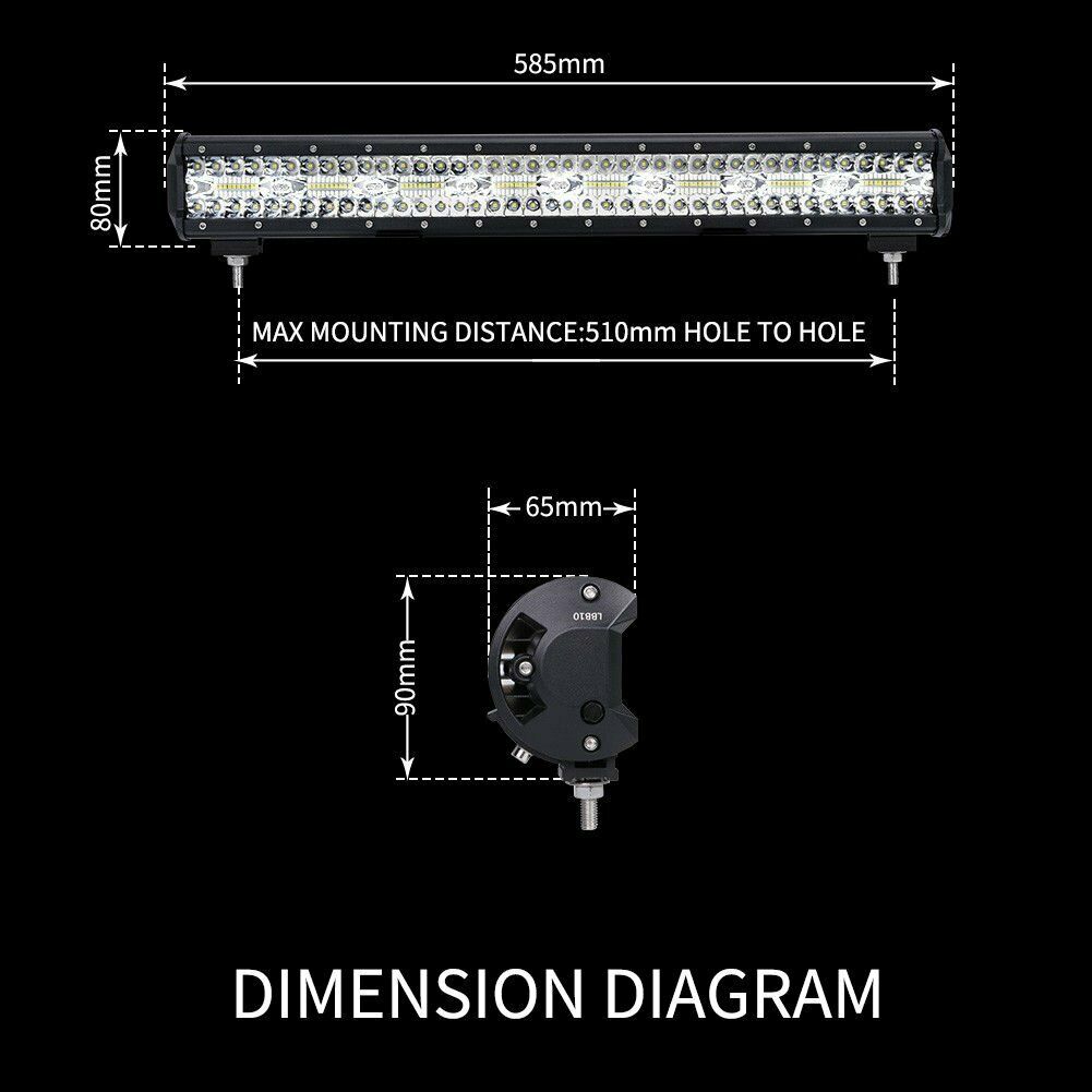 23inch CREE LED Light Bar Tri Row Combo + 23'' Number Plate Frame Moun ...