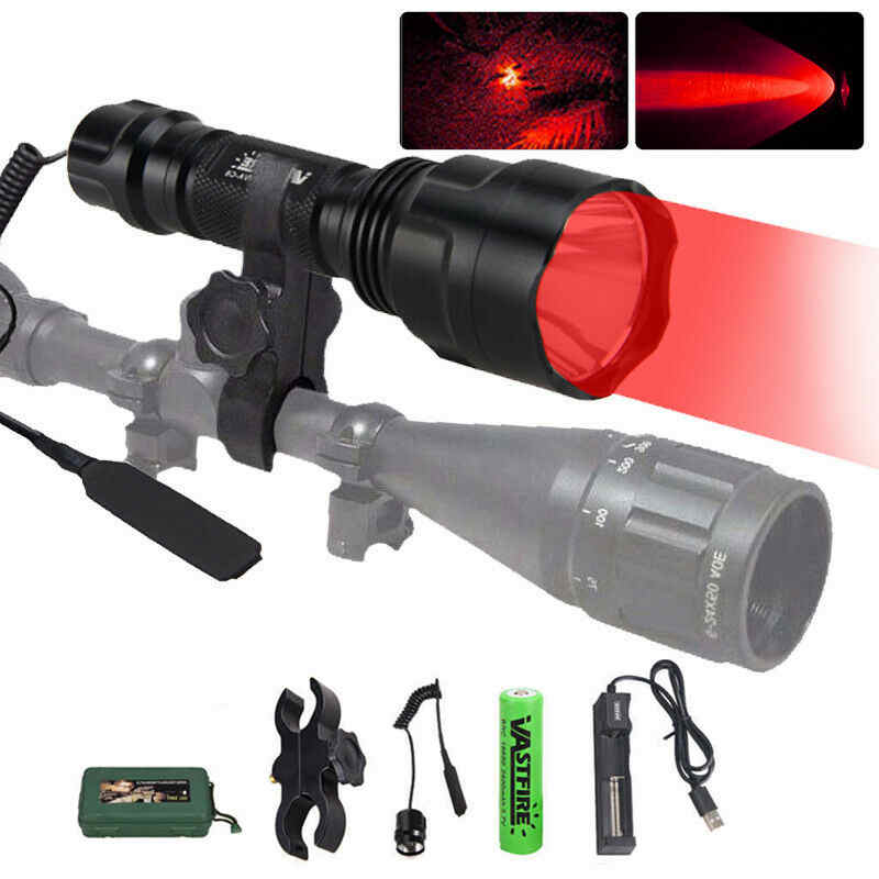 Tactical Red Flashlight Hunting Torch Light Camping Lamp Scope ...