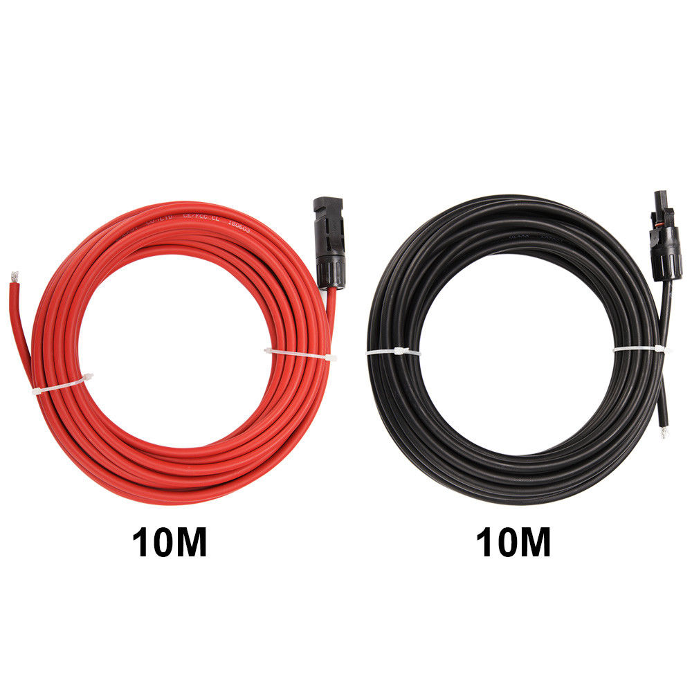 2x 10 m Extension Cable 4mm2 Wire MC4 Connectors Panel Solar to regula ...