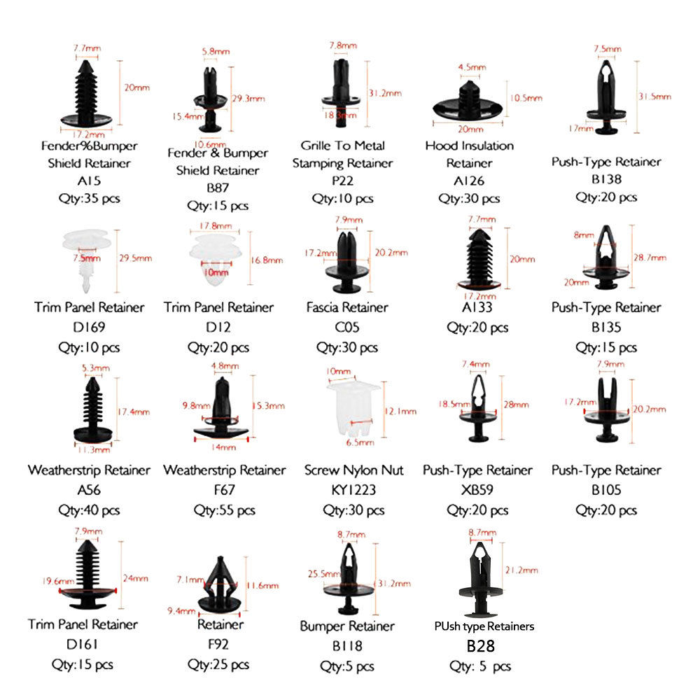 435PCS Car Body Trim Clips Retainer Bumper Rivets Screws Panel Push Fa ...