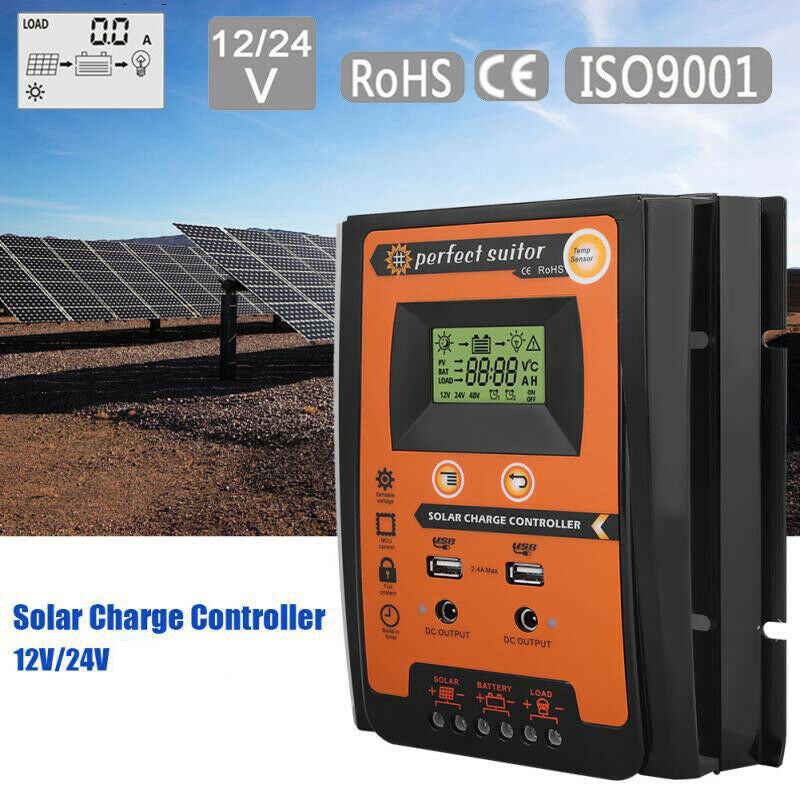 70A 12V 24V MPPT Solar Panel Charger Controller Battery Regulator ...