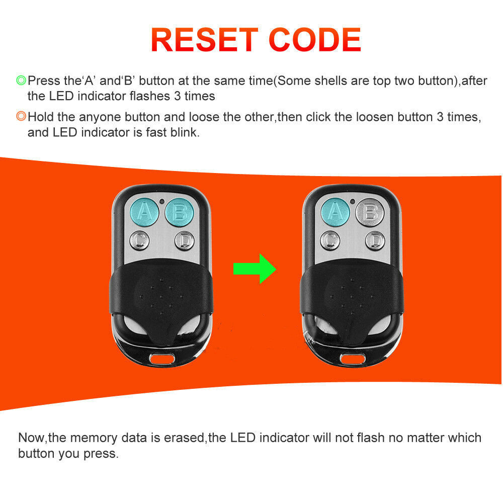 1x Universal Replacement Garage Door Gate Car Cloning Remote Control K ...