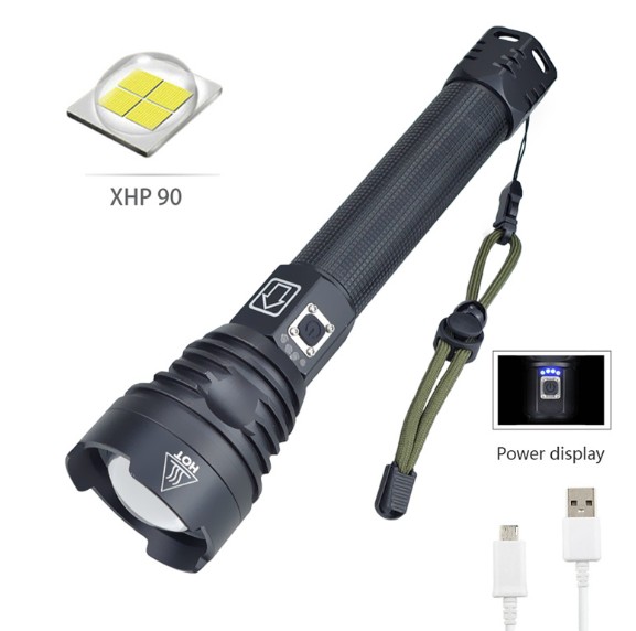 XHP90 3000LM Tactical 3 Mode Zoom Flashlight LED Hunting Torch ...